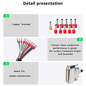 XMSJSIY DB25 Connector Adapter RS232 25 Pin Serial Extension Cable Solderless 25-Pin Port Breakout Replacement Cable with Bare Wire - 1M/3.2Ft (DB25 Male)