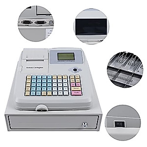 SNKOURIN POS System Cash Register,Electronic Cash Register with Removable Cash Tray and Thermal Printer,Small Square Money Drawer Multifunction Cash Register for Small Business/Retail/Restaurant
