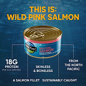 Wild Planet, Wild Pink Salmon, Canned Salmon, Sustainably Wild-Caught, Non-GMO, Kosher 6 Ounce, (Pack of 12)
