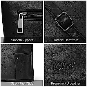 CLUCI Crossbody Bags for Women Leather Purse Travel Vacation Triple Pockets Vintage Handbags Shoulder Bags Black