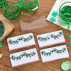 7 Pairs Green Eyelashes for Women St. Patrick's Day Eyelashes Green Fake Eyelashes Shamrock Clover Eyelashes Green Lashes Shamrock 3D Clover Leaves Leprechauns Eyelashes for St. Patrick's Day