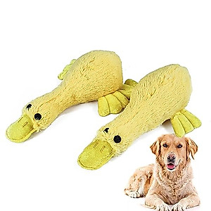 2 Pack Dog Chew Toys Soft Squeaker Dog Toy Plush Duck for Aggressive Chewers Large, Medium Small Dogs, Plush Crinkle Pet Supplies (Yellow)