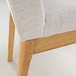 Christopher Knight Home Kwame Fabric / Oak Finish Dining Chairs, 2-Pcs Set, Light Beige