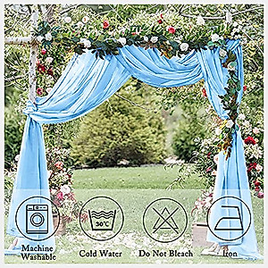 ShinyBeauty Chiffon Backdrop Curtain 10FT Light Blue Sheer Curtains 2 Panels 29x120-Inch Semi-Sheer Rod Pocket-Curtains Light Blue Chiffon Fabric Drapes for Baby Shower,Wedding