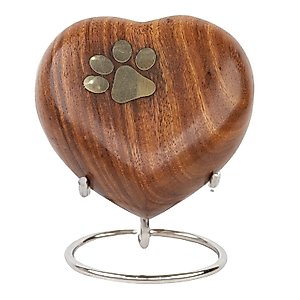 STONLIF Pet Memorial Wood Urns for Dog or Cat Ashes,Small 3 Cubic Inches Wooden Urns Heart Shape Paws Design Urn for Ashes for Dogs, Pet Urns for Cats, Loss Pet Memorial Remembrance Gift - Pattern 1