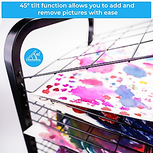 Joymaney Art Drying Rack - Mobile Metal Art Storage Rack with Extra Large 25 Removable Shelves, Art Organizer for Kids, Art Studio Organization and Storage, Artwork Storage, Craft Room
