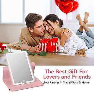 Travel Makeup Vanity Mirror with 72 LEDs ||Drop Protection|| 360° Rotation Lighted Folding Cosmetic Beauty Mirror, Touch Control 3 Colors Light Modes, USB Rechargable, Ultra Thin Tabletop Mirror