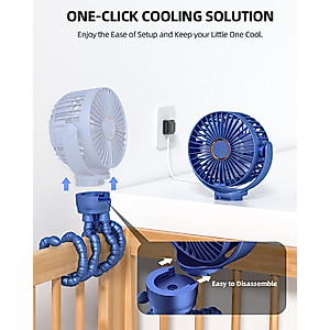 FrSara Portable Baby Stroller Fan, Stroller Fan Clip On for Baby, Safe and Quiet, 4000mAh, Baby Fan for Stroller and Car Seat, 3-Speed Adjustable, Suitable for Desks,travel,Bicycles,Camping Dark Pink