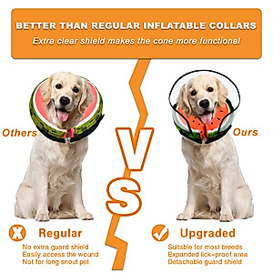 MRSOHRET Dog Cone,Dog Surgery Collar,Dog Cones for Small Medium Large Dogs,Inflatable Cone for Dogs,Watermelon Dog Cone Collar, Does not Impede Vision Dog Recovery Collar