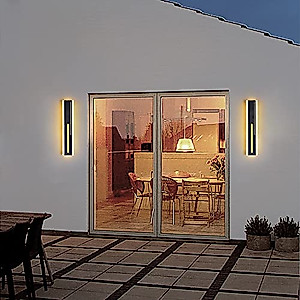 Wecssf Outdoor Wall Light 19.7in 12W Modern Light Fixture LED Black Wall Sconce Rectangular Acrylic Sconce Wall Lighting for Porch,Patio,Garage,Gardens