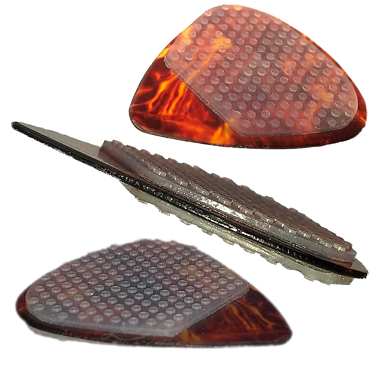 LivinWell Guitar Pick Grips (16 pcs) Soft Grippy non-Sticky Reusable Trimmable Silicone Rubber (ORIGINAL thicker 0.8 mm)