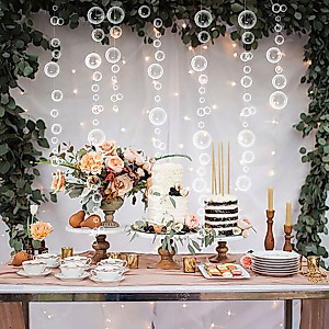 Lauthen.S 6Pcs White Bubble Garlands Ocean Mermaid Party Decorations Hanging Streamer Banner for Sea Birthday Backdrop Party Supplies Classroom Home Decor