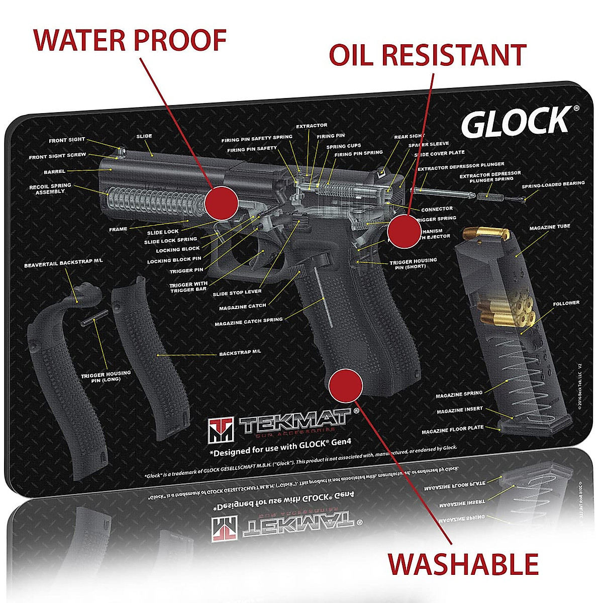 TekMat Glock Cut Away Mat, Black, One Size, TEK-R17-GLOCK-CA