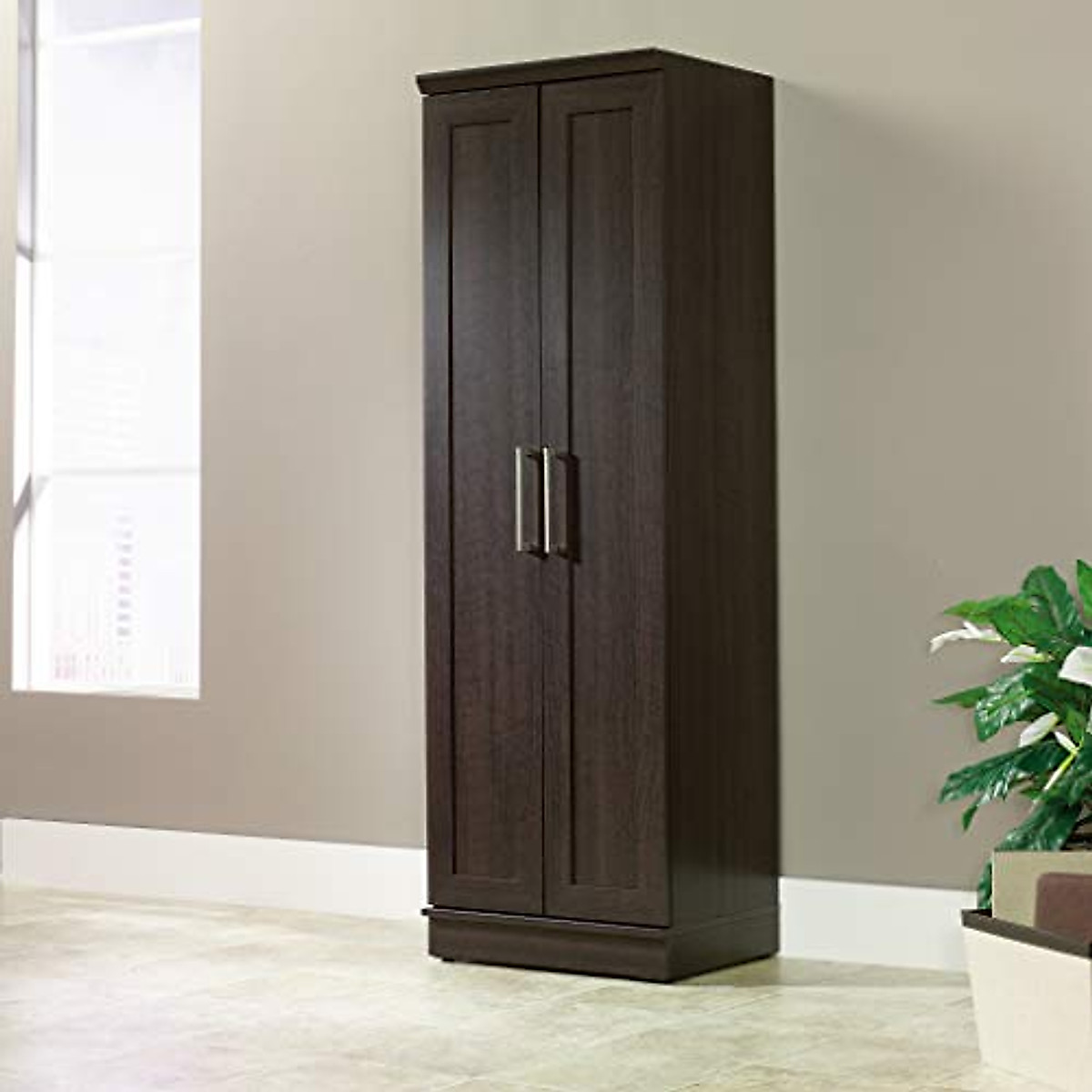 Sauder HomePlus Storage Cabinet, Dakota Oak Finish & 419496 Miscellaneous Storage Storage Cabinet, L: 29.375" x W: 16.125" x H: 71.125", Cinnamon Cherry Finish