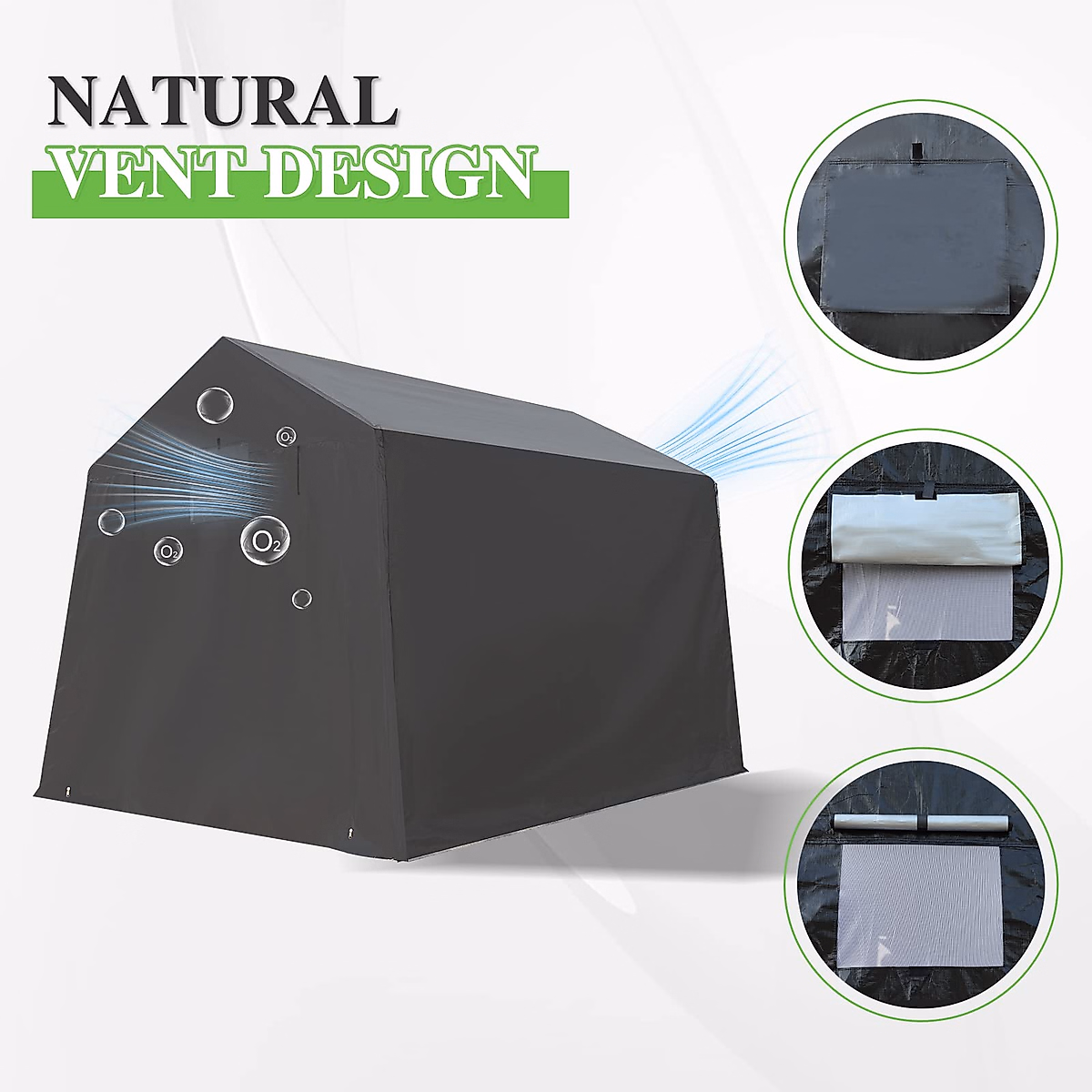 B BAIJIAWEI 10X10 ft Shed Storage Shelter All-Season Heavy Duty Portable Storage Shed Carport for Motorcycle, Bike, Garden Tools (Dark Grey)