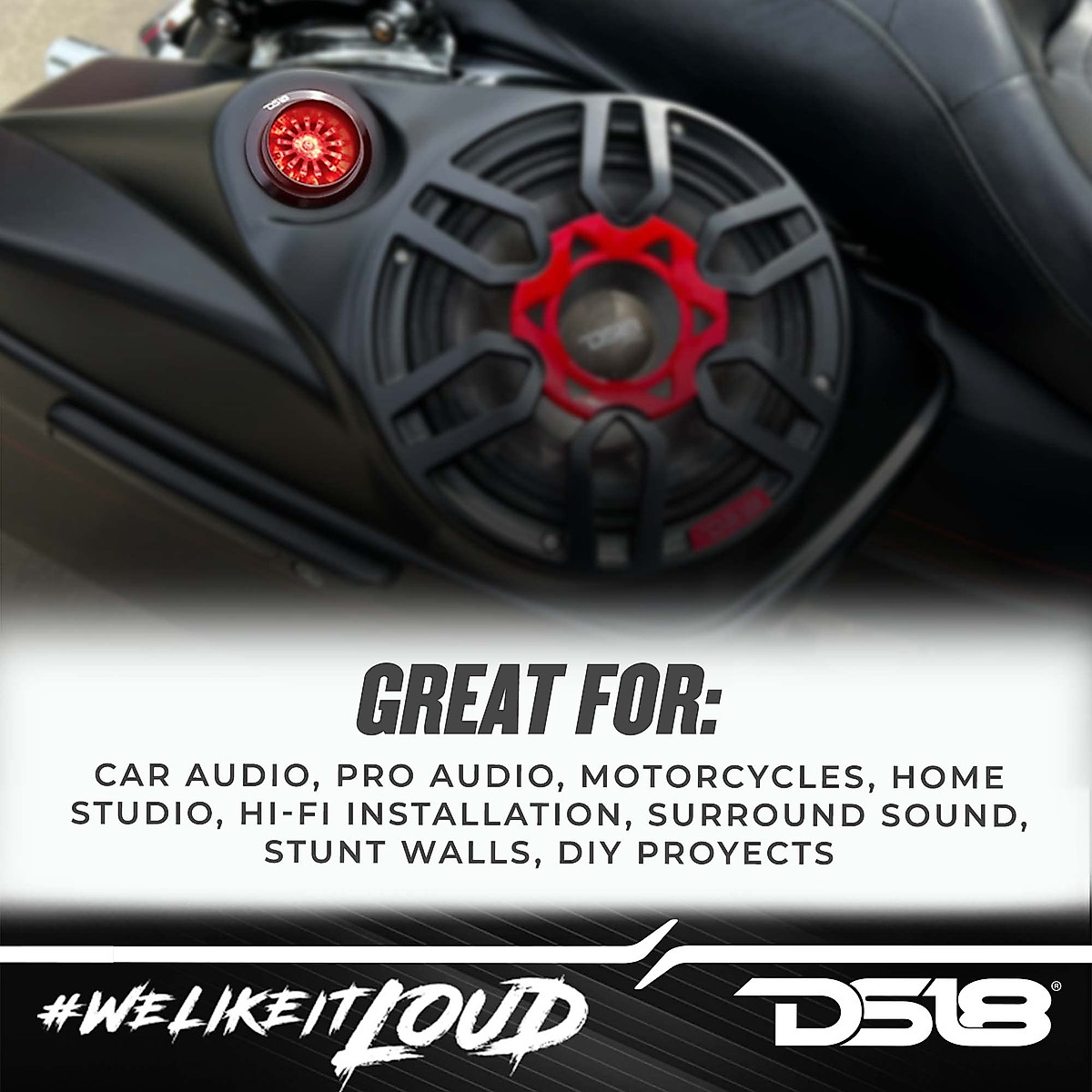 DS18 PRO-TW720L 2.28" Shallow High Compression Neodymium Super Bullet Tweeter 280 Watts 1" Aluminum Voice Coil 4-Ohm with RGB LED Lights