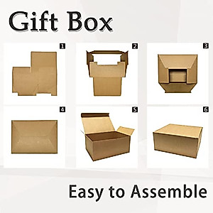 Brown Gift Box with Lids 10Pack 7x7x5 Inches, Kraft Gift Boxes for Christmas, Bridesmaid Proposal Gifts,Baby Shower, Wedding, Birthday Party, Graduation, Easy Assembly Box With 66 Feet Twine