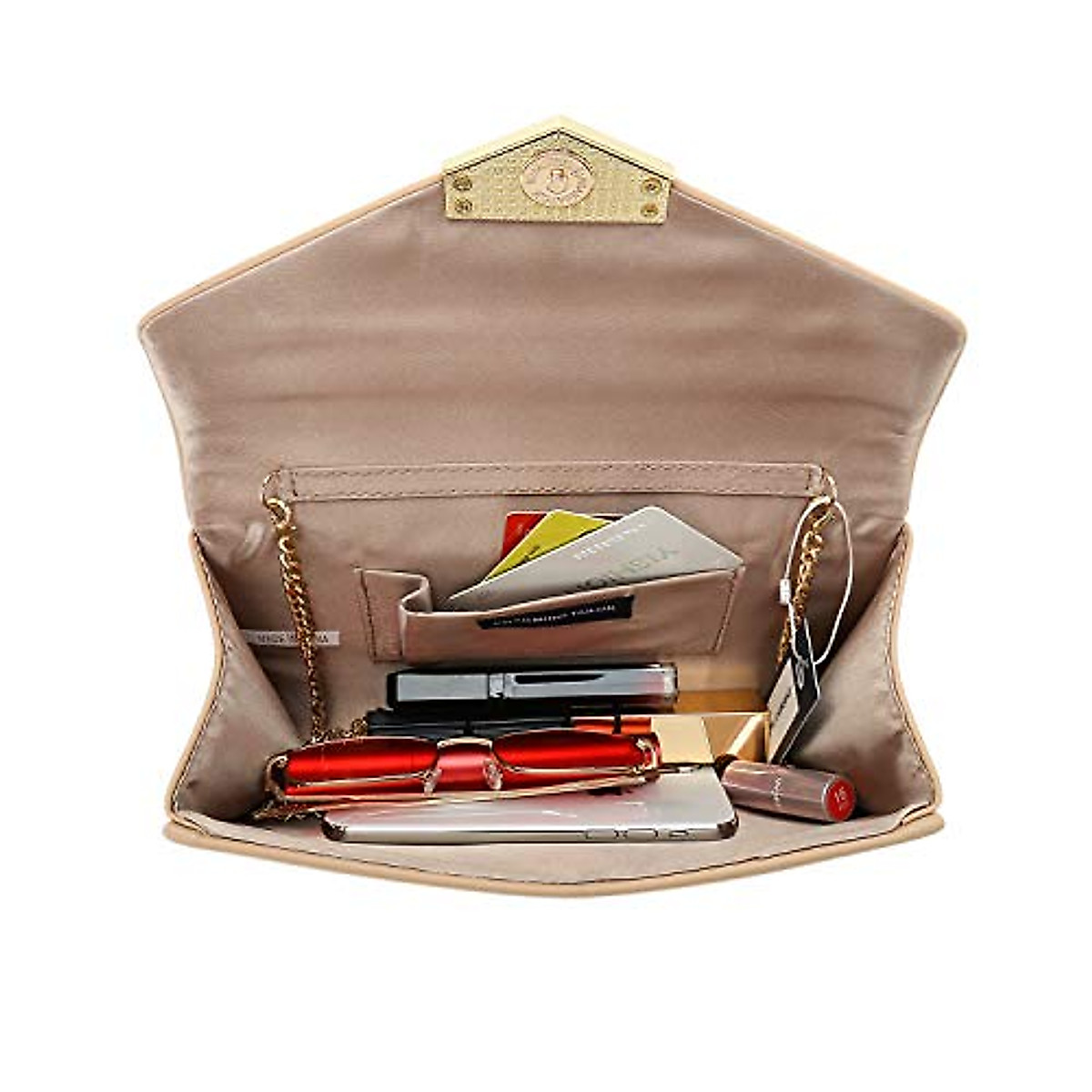 CHARMING TAILOR PU Clutch Purse for Women Evening Bag Chic Clutch Handbag for Special-occasion (Taupe)