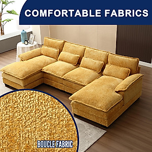 MOONMISS Modular Sectional Sofa, Modern U Shaped Sofa Couch with High Supportive & Soft Cushions, Cozy Deep Seat Couch with Double Chaise for Living Room, Apartment, Office, Mustard Yellow