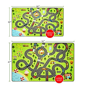 HOMORE Kids Play Mat Rug, Fun and Educational City Play Rug for Hot Wheels Track Racing and Toys, Kids Carpet Playmat Area Rug for Children Bedroom Play Room Nursery, 3x5 Feet