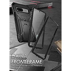 Poetic Revolution Series Case Designed for Google Pixel 7 5G with Built-in Screen Protector, Work with Fingerprint ID, Full Body Rugged Shockproof Protective Cover Case with Kickstand, Black
