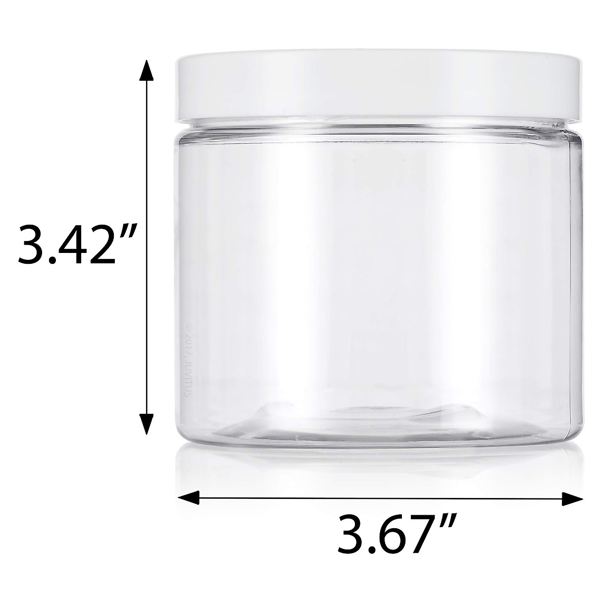 16 oz Clear Large PET Plastic Refillable Jar with White Lids (12 pack)