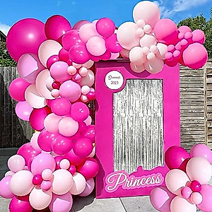 Hot Pink Princess Balloons Balloon Garland Arch Kit Birthday Party Supplies Decorations, Hot Pink Balloon Garland Arch Kit, Pink Balloons Decorations for Birthday Party