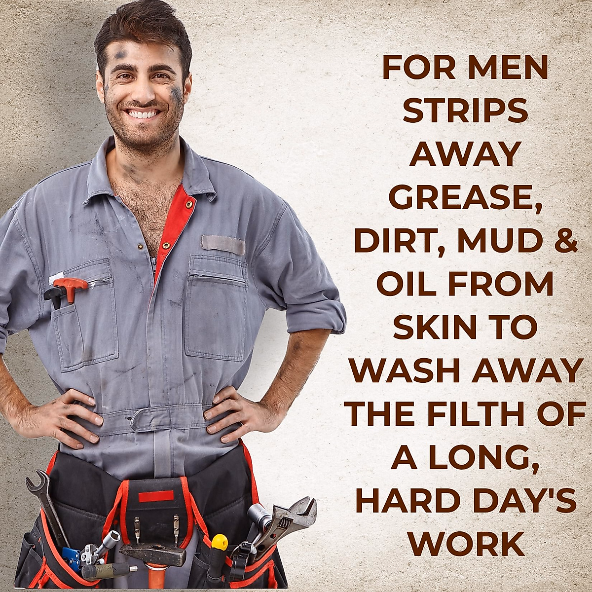 Men’s Natural Mechanic Soap for Hands & Body, 4oz Scented Pumice Soap Bar for Him – Extra Gritty Tough on Gunk & Greasy Grime – Quality Soap Handcrafted in the USA