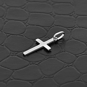 Mystigrey Men and Women Cross Pendant in 18K Gold Plated and in .925 Sterling Silver Plated Rhodium Small .8 inch x .4 inch, Large 1.1 inch x.6 inch, X Large 2 x 1.2 Inch (Silver Large FBA)