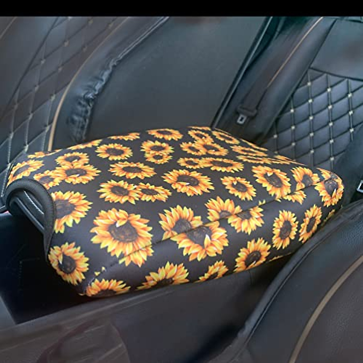 RANXIZY Sunflower Neoprene Center Console Cover Armrest Pad for Jeep Wrangler,Sunflower Car Accesory for Jeep