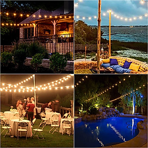 OOOLED Solar String Lights Outdoor Waterproof 35FT with Shatterproof ST38 LED Bulbs, 2700K Solar Lights with Remote, Solar String Lights for Outside, Camping, Yard