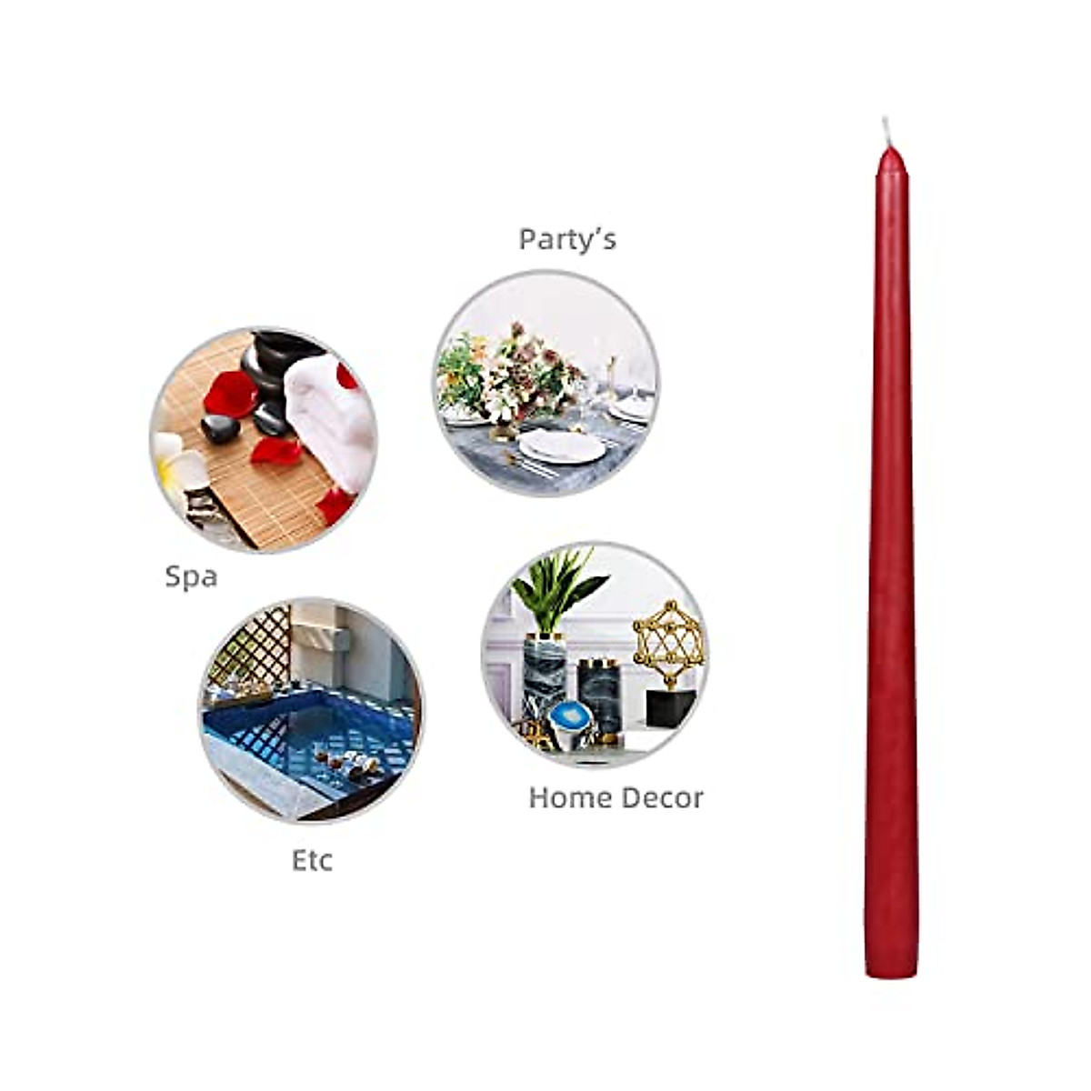 Zest Candle 12-Piece Taper Candles, 12-Inch, Red