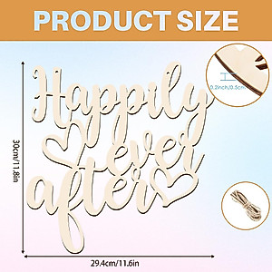 AHANDMAKER Happily Ever After Wooden Sign, Happily Ever After Sign for Wedding, Wood Letters Sign, Wall Hanging Art Decorations Photo Prop for Bridal Shower Engagement Party Wedding Decor, 11.57x11.8