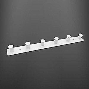AJLTPA Coat Rack Wall Mounted, White Coat Hooks Adhesive & Screw in, Stainless Steel Door Hooks for Hanging Hat Towels Clothes, Hook Rail with 6 Round Hangers