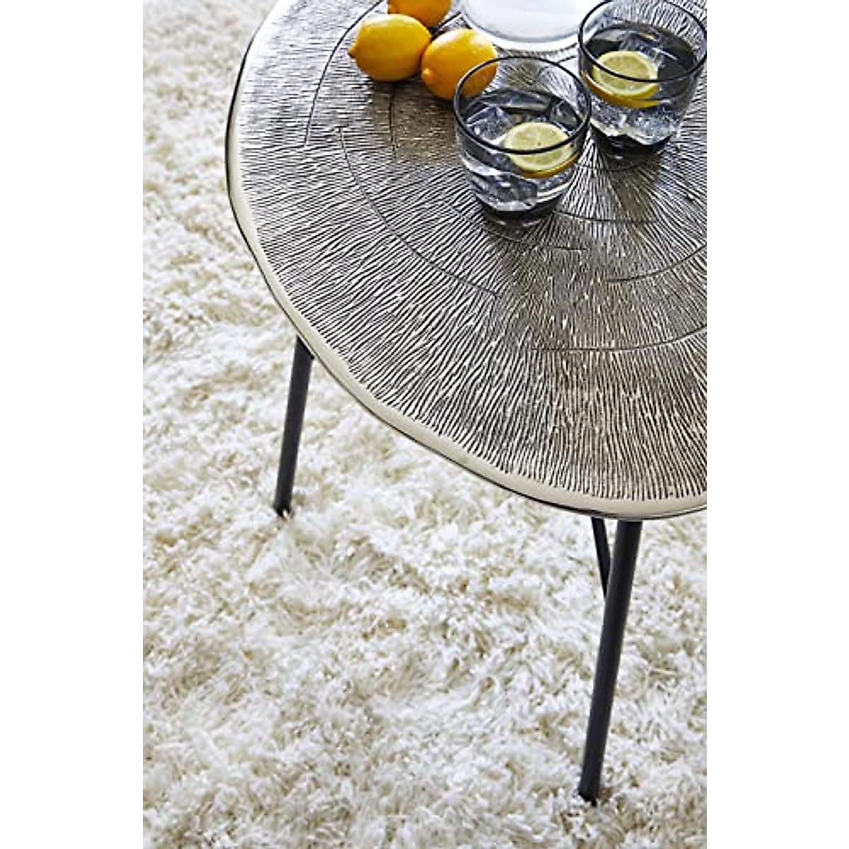 Signature Design by Ashley Laverford Contemporary End Table, Chome & Black