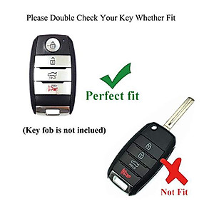 Senauto Quicksand Key Fob Cover Case Keychain for Kia Smart Keyless Entry Remote Key (Silver)