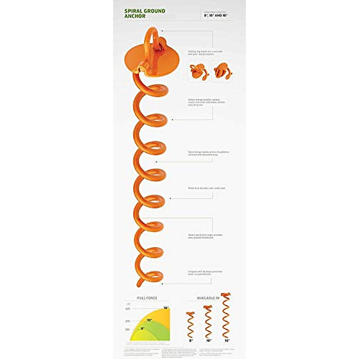 Liberty Outdoor ANCHFR8-ORG-A Folding Ring Spiral Ground Anchor, Orange, 8-Inch