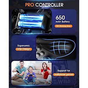 Wireless Switch Pro Controller, Bluetooth Controller Compatible for Switch/Lite/OLED/PC/IOS/Android/iPhone/Phone/Steam/Mac/iPad/TV,Support Macro Programmable/6-Axis/Wakeup/Turbo/Vibration Screenshot (HD-6500 Black)