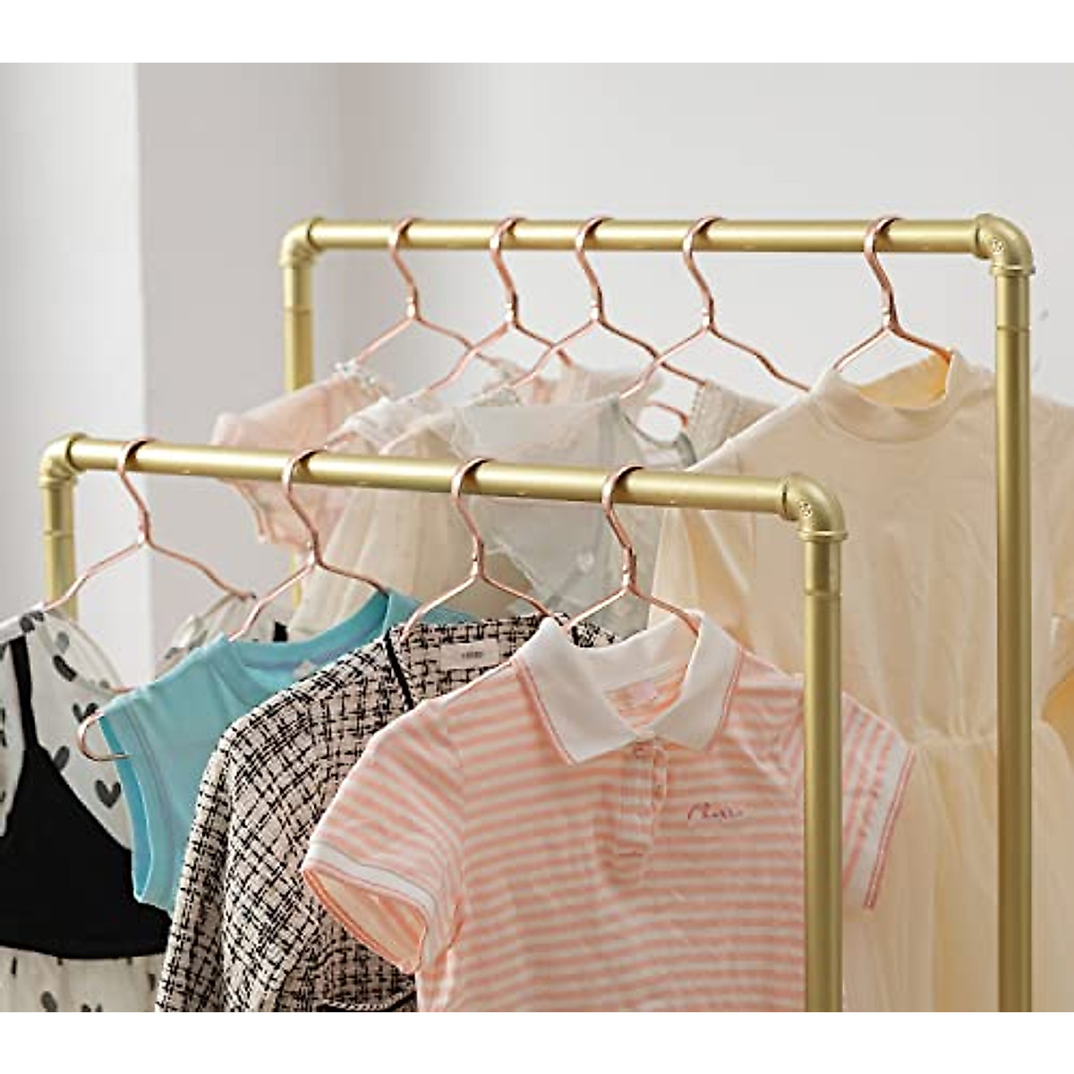 ZYUXUAN Kid Armoire Dress up Rack, Industrial Child Garment Rack, Kids Clothing Rack with Storage Shelf for Small Space, Kid Pipe Clothes Rolling Wardrobe, Costume Organizer Center