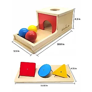 BrightNBeyond 2-for-1 Montessori Bundle with Object Permanence Box and Multiple Shape Puzzle Sorter Wooden First Shapes for 6-12 Months Infant 1 2 Year Old Motor Developmental Baby Sensory Skills Toys