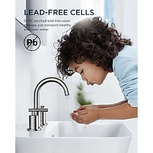 FORIOUS Chrome Bathroom Faucet 2 Handle Basin Faucet, 8 inch Widespread Sink Faucet Bathroom 3 Hole with Metal Pop-up Drain Assembly, Brass Lavatory Sink Tap 3 Pieces RV Faucet, Water Supply Lines