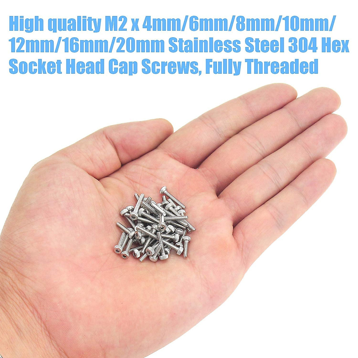 DYWISHKEY 310 Pieces M2 x 4mm/6mm/8mm/10mm/12mm/16mm/20mm, Stainless Steel 304 Hex Socket Head Cap Bolts Screws Nuts Kit with Hex Wrench