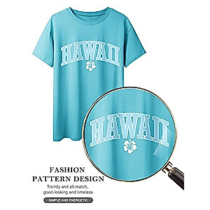 Ezcosplay Women Oversized T Shirts Graphic Tees Casual Drop Shoulder Tops Cute Hawaii Vacation Shirt