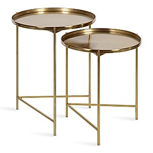 Kate and Laurel Ulani Round Metal Nesting Accent Tables, 2 Piece, Gold