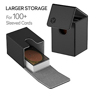 MIXPOET Deck Box compatible with MTG Cards, Trading Card Case with 2 Dividers per Holder, Large Size for 100+ Cards (Dice-Black)
