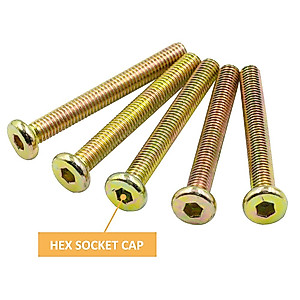 Mecion 10 Pcs Crib Screws M6 x 50mm Zinc Plated Hex Socket Head Cap Screws for Beds Headboards Chairs Furniture