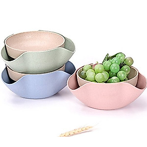 Bamboo's Grocery Double Dish Snack Bowl For Pistachios, Peanuts, Edamame, Cherries, Nuts, with Shell Storage (Green)
