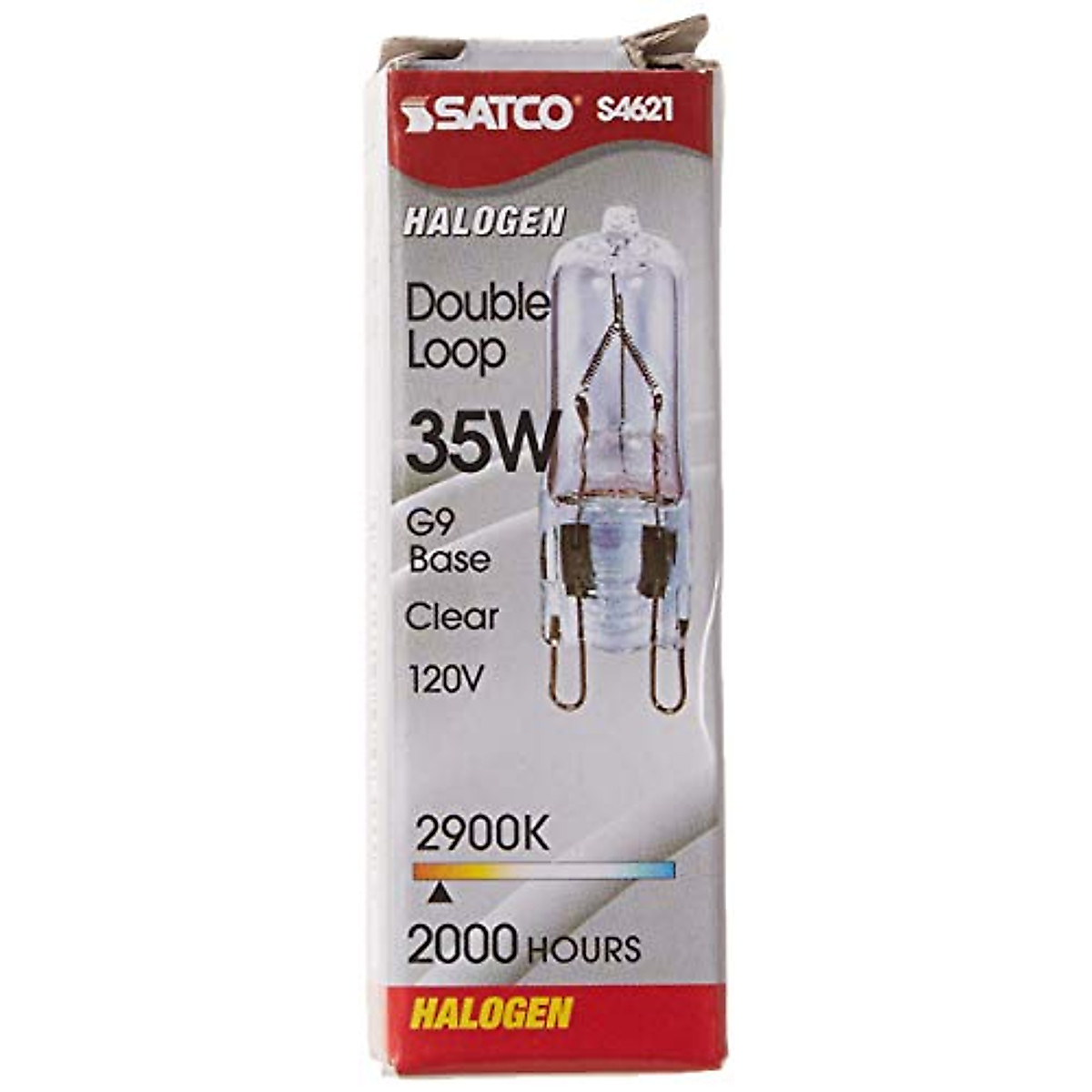 Satco S4621 35 Watt 400 Lumens T4 Halogen G9 Double Loop Base 120 Volt Clear Light Bulb, Dimmable