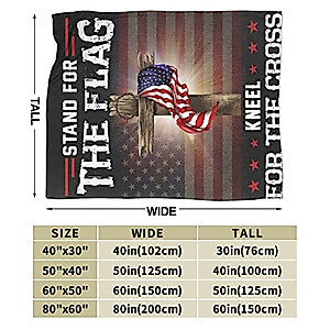 Gaotaju Flannel Fleece Blanket 80"X60" ，Stand for The Flag Kneel for The Cross Bed Throw Blanket Quality Ultra-Soft Travel Winter Blankets for Adult Keep Warm