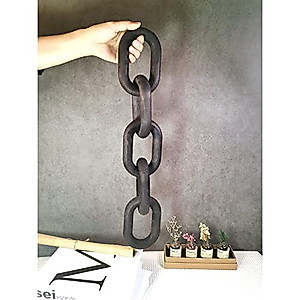 linsuo Decor Wood Knot, Home Shelf Decor, Wood Chain 3 Link Decor, Hand Carved Home Decorations for Living Room, Farmhouse Coffee Table Decor (5-Ring Black)